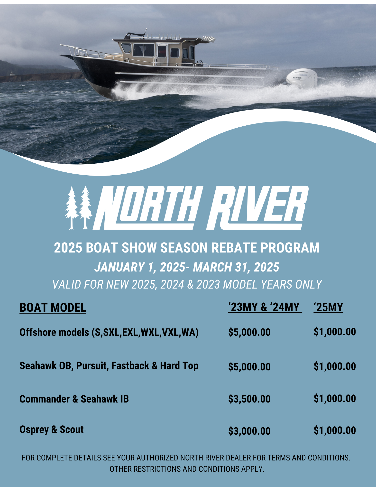 2025 Boat Show Season Rebate Program - North River Boats